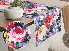 Biante Dekorační běhoun na stůl PM-020 Malované květy na šedém 20x140 cm