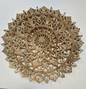 Závěsná dekorace MANDALA natural dřevo, ruční práce, 40 cm