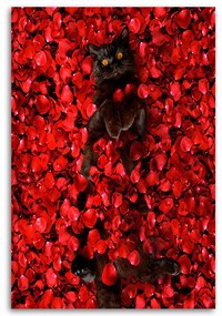 Gario Obraz na plátně Černá kočka a červené růže - Galina Bugaevskaya Rozměry: 40 x 60 cm