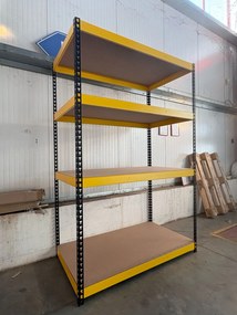 Fistar Regál 180x180x40 cm PROFESIONÁLNÍ lakovaný 4-policový, nosnost 1600 kg - ČERNO-ŽLUTÝ