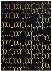 Dywany Łuszczów Kusový koberec Gloss BB407C C72 86 black/gold Rozměry koberců: 160x220