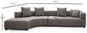 Hanah Home Rohová pohovka GONDOL šedá s lenoškou vlevo 560ARE1201