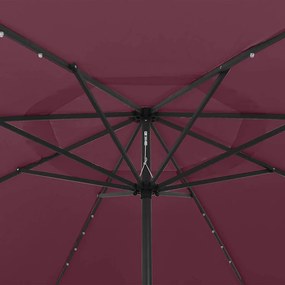 Zahradní slunečník s LED osvětlením 400 cm bordó 312534