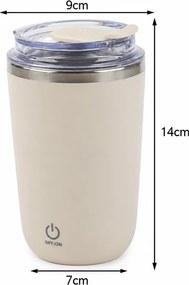 Verk Group Samomíchací hrnek 350 ml, ocelový termos na studené i horké nápoje, s usb a šňůrkou