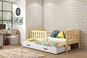BMS Group Dětská postel s výsuvnou přistýlkou KUBUS borovice Velikost postele: 190x80 cm, Barva šuplíku: Modrá