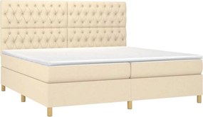 Box spring postel s matrací a LED krémová 200x200 cm textil 3135706