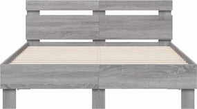 Rám postele s čelem a LED osvětlením šedý sonoma 135 x 190 cm 3207572