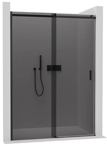 CERANO - Sprchové posuvné dveře Santoro L/P - černá matná, grafitové sklo - 140x195 cm