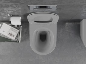Mexen Lena WC mísa Rimless s WC deskou slim, duroplast, světle šedá matná, 30224061