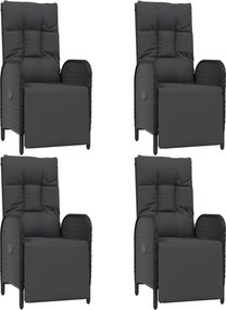 5dílný zahradní jídelní set s poduškami černý polyratan 3185076
