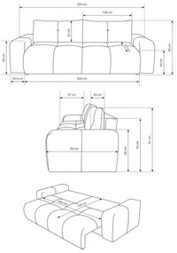 Rozkládací čalouněná třímístná pohovka s úložným prostorem ALMADA béžová