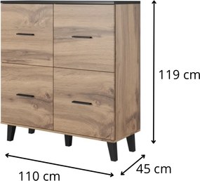 Komoda Lotta 110 cm dub wotan/černá