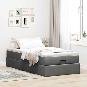 Osmanský rám postele s matrací tmavě šedá 100x200cm textil 3311086