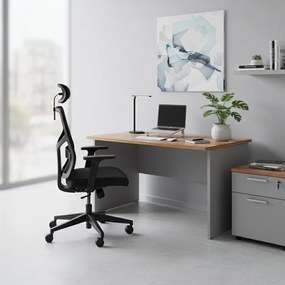 Stůl SimpleOffice 120 x 80 cm, ořech vlašský / šedá