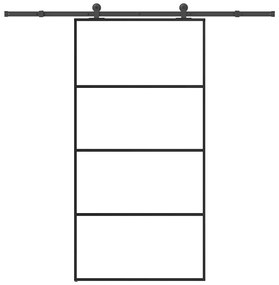 Posuvné dveře s kováním 102,5 x 205 cm ESG sklo a hliník