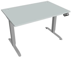 Elektr. nastavitelný stůl 120x80 s pamětí - HOBIS MOTION  MS 2M 1200 Dekor stolové desky: šedá, Barva kovové podnože: stříbrná