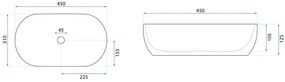 Rea Amelia, umyvadlo na desku 450x305x125 mm, bílá lesklá, REA-U4330