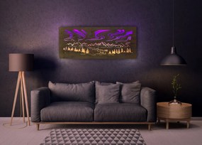Li-Go "Polární záře" světelný RGBW obraz 230V 120x50cm provedení povrchu: dub světlý