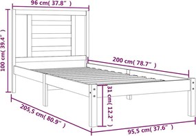 Postel bez matrace bílá 90 x 200 cm masivní borovice 3104334