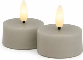 Sada LED čajové svíčky na baterie Sille Tealight, Ø 4,5 × 2,2 cm, teple šedá, z pravého vosku, balení 2 ks