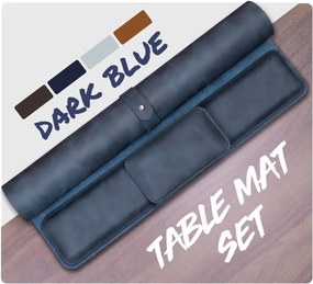 Podložka na stůl 80 × 40 cm s opěrkami zápěstí - 3-dílná sada - tmavě modrá
