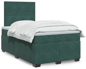 Box spring postel s matrací tmavě zelená 120x190 cm samet