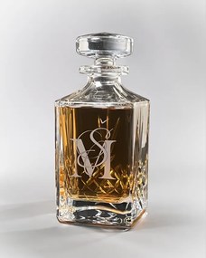 Dekorant Luxusní ručně broušená karafa na whisky s monogramem Mayfair 800 ml