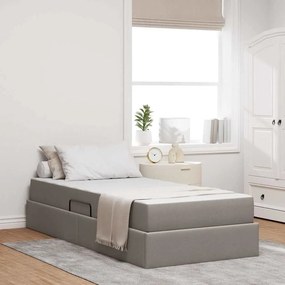 Postel s úložným prostorem a matrací Taupe 100 x 200 cm 3399643