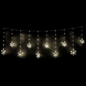 Světelný venkovní závěs Snowflakes, 200x60cm, LED, teplá bílá, časovač, 8 funkcí, na baterie, 200 cm