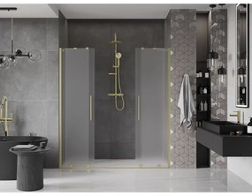 Mexen Velar Duo, posuvné sprchové dveře do otvoru 170 cm, 8mm sklo námraza, zlatá matná, 871-170-000-32-55
