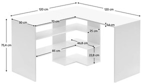 Kondela Rohový PC stůl, bílá, TAMARI