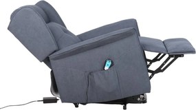 TV křeslo ušák RELIA s elektrickým polohováním — látka, šedá, nosnost 130 kg