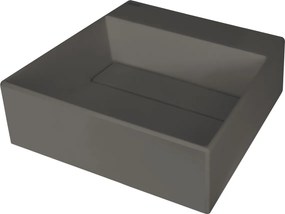 Deante Correo, granitové umyvadlo na desku s poličkou pod baterii a krycí deskou 400x400x130 mm, antracitová, CQR_TU4M
