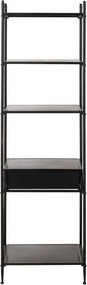 Černý kovový policový regál se šuplíkem Valio Black - 55*37*185cm