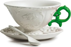 Šálek na čaj I-Tea s podšálkem a lžící zelený