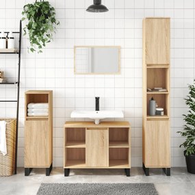 3dílný set koupelnového nábytku dub sonoma kompozitní dřevo,  3190310