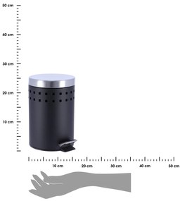 Odpadkový koš Attila, černá/s chromovými prvky, 3L