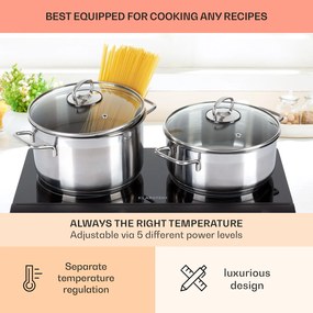 Cookbuddy, sklokeramická varná deska, 2400 W, 2 zóny, 5 úrovní výkonu