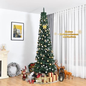 Costway 270 cm Tužkový vánoční stromek Umělý vánoční stromeček s kovovým