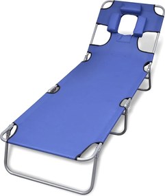 vidaXL Skládací opalovací lehátko s podhlavníky práškovaná ocel [310333] Barva: Modrá