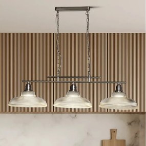 Searchlight 7183-3SS Trojité závěsné svítidlo BISTRO žebrované sklo
