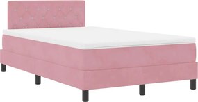Postel s boxspringem s matrací s čelo Růžová 120 x 190 cm samet 3339097