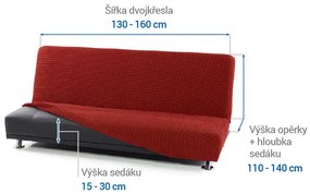 Super strečové potahy NIAGARA cihlová dvojkřeslo s dřevěnými rukojeťmi (š. 130 - 160 cm)