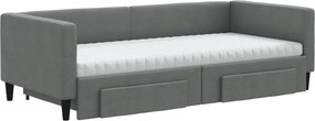 Válenda s přistýlkou a zásuvkami tmavě šedá 90 x 190 cm textil 3196643