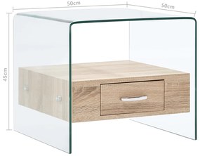 vidaXL Marketos Konferenční stolek se zásuvkou 50 x 50 x 45 cm tvrzené sklo