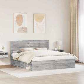 Rám postele Šedá Sonoma 200 x 200 cm Masivní borové dřevo 3411380