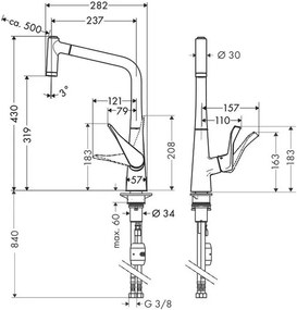 Hansgrohe Metris Páková kuchyňská baterie 320, 14820000