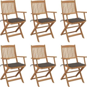 vidaXL Skládací zahradní židle s poduškami 6 ks masivní akácie [3074945] Barva: Zelená
