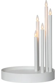 Star Trading, LED adventní kovový svícen DECO 5xLED, 46 x 32 cm | bílý