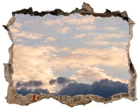 Wallmuralia Díra 3D ve zdi nálepka Mraky na nebi 95x64 cm
